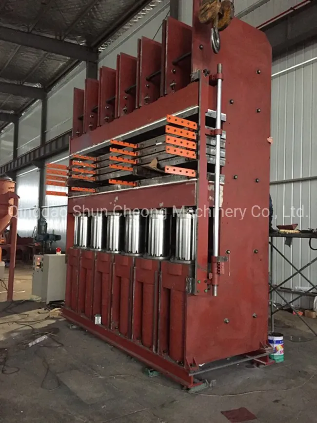 Operational view of tire retreading machine
