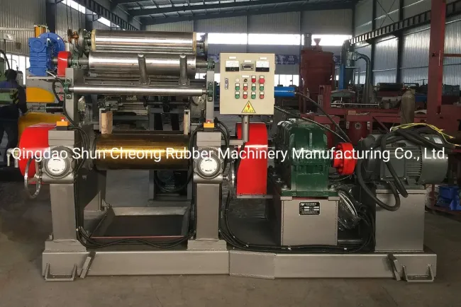 XK-560 Rubber Open Two Roll Mixing Mill detailed view