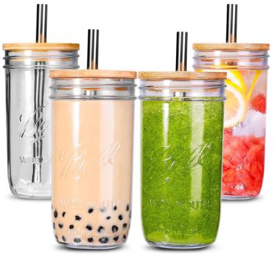 Cina tazze riutilizzabili dei bicchieri del barattolo di Mason Mouth Smoothie Cups Mason delle tazze di tè della bolla 500ml ampie in vendita