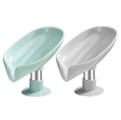 Cina La foglia del supporto del porta-sapone modella il vassoio del sapone con la tazza di aspirazione e di drenaggio automatico per la doccia in vendita
