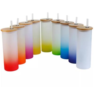 Cina bottiglia di acqua glassata su ordinazione di pendenza delle tazze beventi di sublimazione 18oz con il coperchio di bambù in vendita