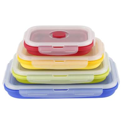 Cina Gel di silice che piega la multi scatola di pranzo del compartimento Bento Box Set Microwavable 4 pezzi in vendita