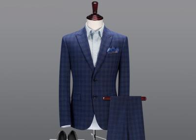 Cina 2 pezzi del vestito di griglia del risvolto a quadretti blu scuro singolo Breasted del picco hanno personalizzato in vendita