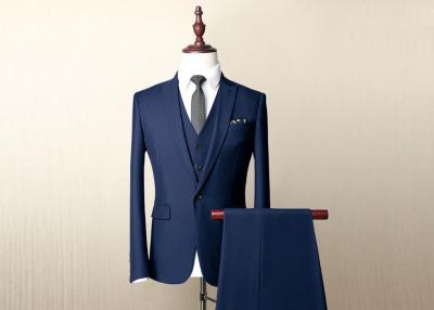 Cina Gli uomini lunghi della manica blu dimagriscono il vestito adatto 3 pezzi una tasca del petto per nozze in vendita