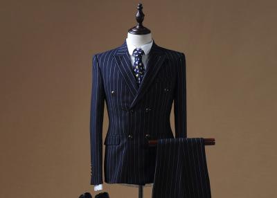 Cina I blu navy di lana su ordinazione misura bottoni doppio-petto banda scarna del vestito/del vestito i 2 in vendita