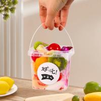 Quality 500ml Plastic Bucket For Ice Cream Fruit Salvage Container With Green Lid And Handle for sale
