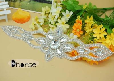 China Prata feito a mão Appliques perlados do cristal para vestidos de casamento à venda