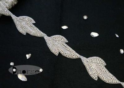 Китай Уравновешивание Applique страза формы листьев отбортованное серебром Bridal для платьев продается