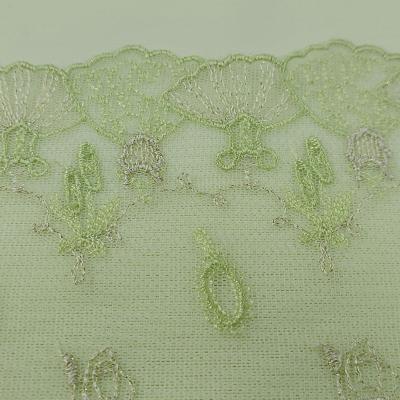 China Popular Eco-Friendly Floral Embroidery Lace Trim Colorful Shiny Flower on French Lace Fancy Tulle From Factory Price for sale