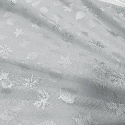 China Gray Leaf Floral Lace Fabric Premium Mesh Material for Apparel Dresses Decorative Crafts for sale