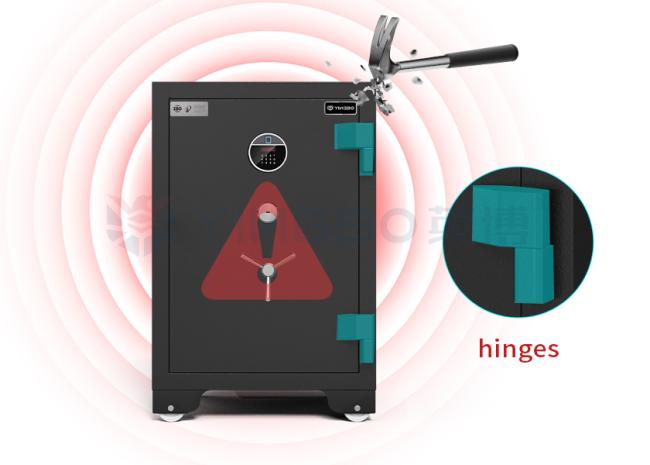 Safe door hinge mechanism and construction details
