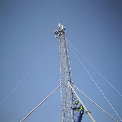Gsm Outdoor Antenna Tower Telecom Steel Guyed Pole Tower 30m Lattice Triangle