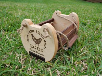Rustic Farmhouse Kitchen Storage Basket with Customized Logo Printing Wooden Egg