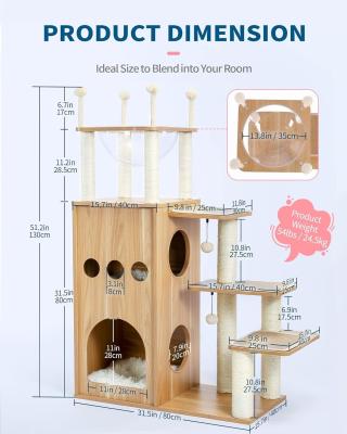 Chine OEM ODM Acceptable Robuste château de Frisco Tour de l'arbre de chat moderne 51 Extra haut appartement de chat à vendre