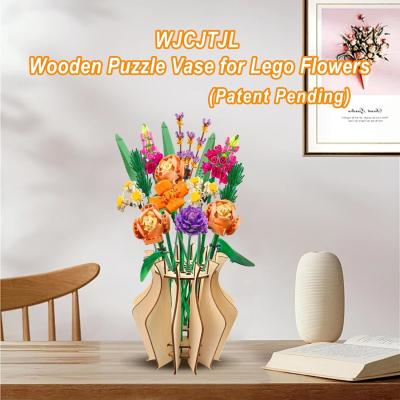 Chine Vase de fleurs d'anniversaire en bois pour Lego Bouquet de fleurs à vendre