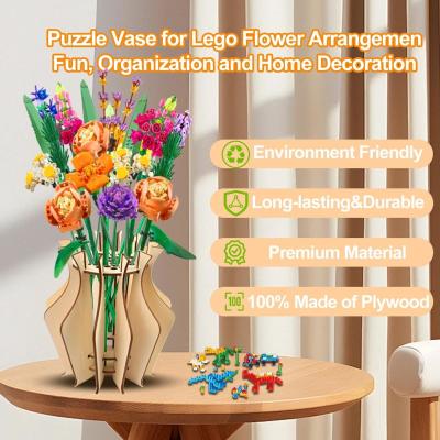 Chine Vase de fleurs d'anniversaire en bois pour Lego Bouquet de fleurs à vendre