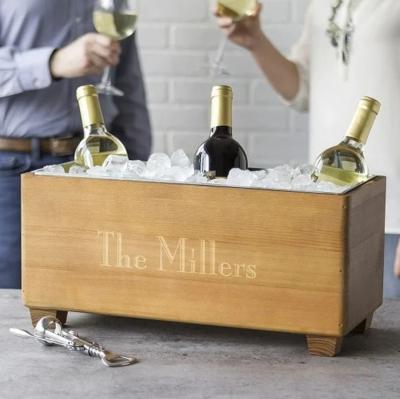 Chine Logo personnalisé Bouteille de refroidisseur de champagne pour cadeau d'anniversaire en bois à vendre