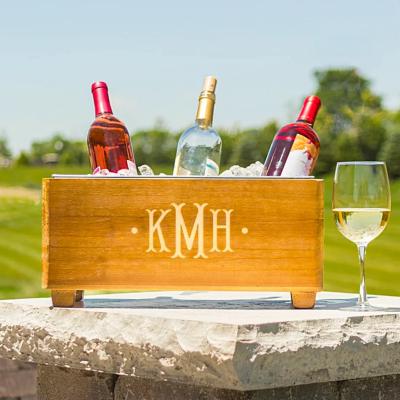 Chine Logo personnalisé Bouteille de refroidisseur de champagne pour cadeau d'anniversaire en bois à vendre