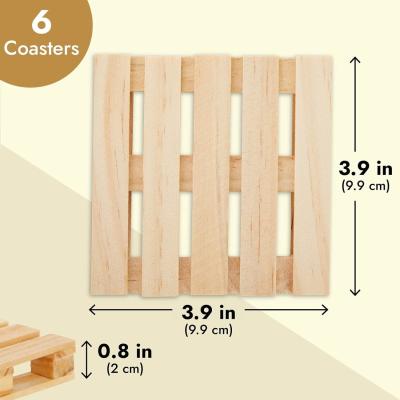 Κίνα Ξύλο απλό χρώμα 3.9 X 3.9 σε Custom Logo Μέγεθος Square Mini Pallet Φυσικό Cup Mat προς πώληση