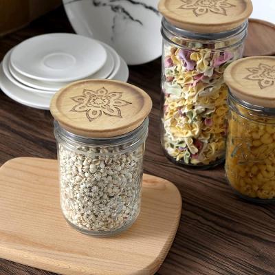 Κίνα Υψηλό βροσιλικωμένο γυαλί 6Pcs δοχεία βάζο με ξύλινο απλό χρώμα κάλυμμα και κάλυμμα μπαμπού προς πώληση