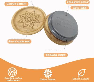 Κίνα Υψηλό βροσιλικωμένο γυαλί 6Pcs δοχεία βάζο με ξύλινο απλό χρώμα κάλυμμα και κάλυμμα μπαμπού προς πώληση