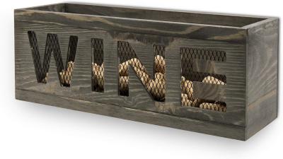 Chine Économisez de l'espace Mur monté Vintage gris en bois résistant aux intempéries Open Top Cork Holder Boîte en bois avec filet métallique à vendre