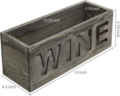 Chine Économisez de l'espace Mur monté Vintage gris en bois résistant aux intempéries Open Top Cork Holder Boîte en bois avec filet métallique à vendre