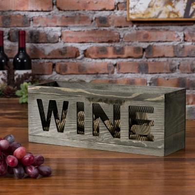 Chine Économisez de l'espace Mur monté Vintage gris en bois résistant aux intempéries Open Top Cork Holder Boîte en bois avec filet métallique à vendre