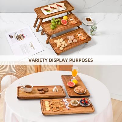 Κίνα Τρίτης βαθμίδας ξύλινος πύργος Cupcake Display Stand Ακασία ξύλο αναδιπλούμενο δίσκο για το μέρος προς πώληση
