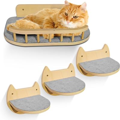 Chine Logo de jouets pour animaux de compagnie Logo personnalisé Acceptable Étagère d'angle de chat en bois et grands marches murales à vendre