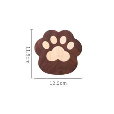 중국 패션 고양이 손톱 모양 월넛 컵 매트 코스터 11.5x12.5x1.2cm 사용자 지정 로고 판매용
