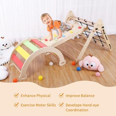 Chine Jeux de gym pour enfants, tout-petits, en salle de sport, jouets d'escalade en bois, triangle pliable, escalade, glissement à vendre