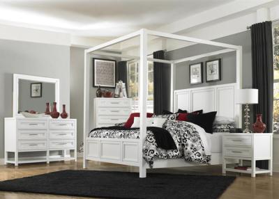Cina Insiemi bianchi della mobilia della camera da letto dell'hotel di stile dell'America con letto a baldacchino in vendita