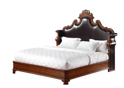 Chine Ensembles de meubles de chambre à coucher d'hôtel de tapisserie d'ameublement de lit grand avec le cuir en bois découpé à vendre