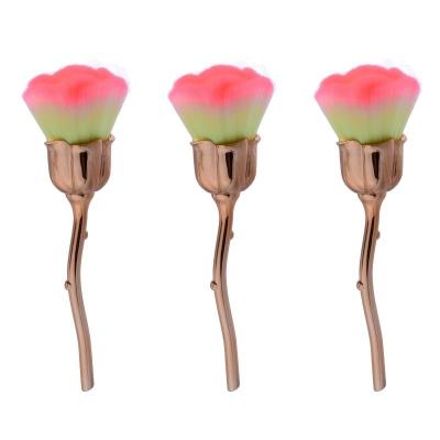 China Wholesale Soft Hair Nail Art Tool Brush Beauty New Produce Cleaning Dust Rose Flower Nail Brush for sale