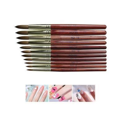 China Professional Wholesale Superior Art High Quality 11 Different Sizes Custom Kolinsky Acrylic Nail Brush for sale