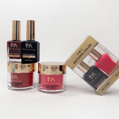 China OEM Customize Private Label 3 in 1 Nail Set Dip Powder Gel Polish Color Matching Nail Polish for sale