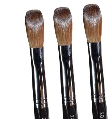 China Custom Logo 100% Pure Kolinsky Brush Black Pink White Wooden Petal Crimped Kolinsky Acrylic Nail Brushes for Acrylic Nails Art for sale