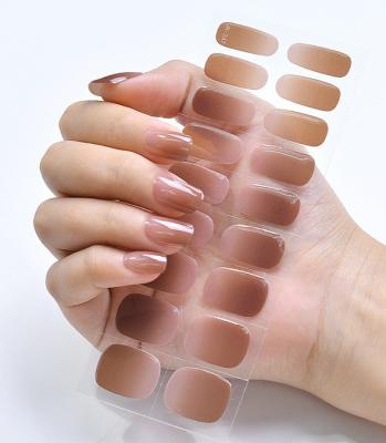 China 2023 Hot Selling OEM Private Label Gel Nail Sticker Art Design Semi-cured Uv Gel Nail Art Polish Wrap Strips With Lamp for sale