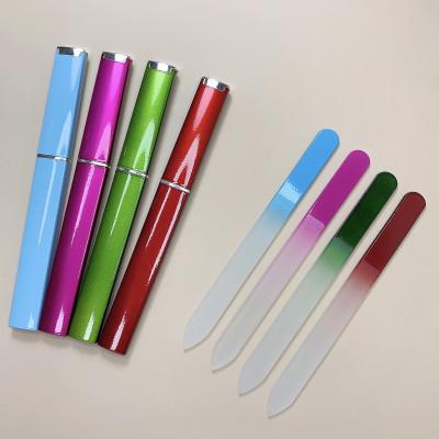 China Custom Colorful Double Side Etched Sand Sprayed Crystal Glass Nail File for Natural Nails for sale