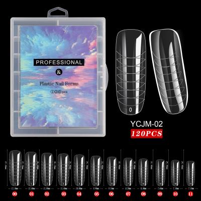 China Plastic Nail Form Quick Building Mold Extra Long Nail Extension Coffin Dual Nail Form for sale