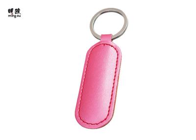 Cina Spazio in bianco di cuoio promozionale molle degli anelli portachiavi, catena chiave di cuoio cifrata rosa in vendita