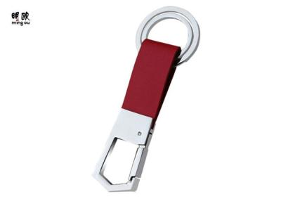 Cina Lo spazio in bianco su misura di forma ha personalizzato l'argento di cuoio/rosso dell'anello portachiavi in vendita