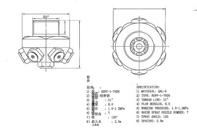Cina Angolo 120 di gioco 2.5m Marine Spare Parts Nozzle Spray di RONGE per il sistema di estinzione di incendio in vendita