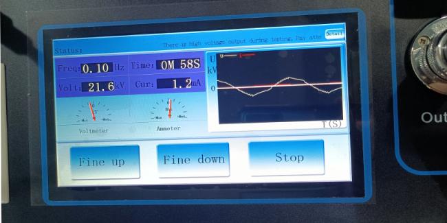 VLF hipot tester display screen