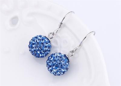 Cina L'argento sterlina della sfera di cristallo blu dell'acqua ciondola gli orecchini per il regalo dei gioielli di nozze delle donne in vendita