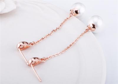 Cina Catena lunga della posta del cuore placcata oro di Rosa dell'argento sterlina 925 con l'orecchino della perla in vendita