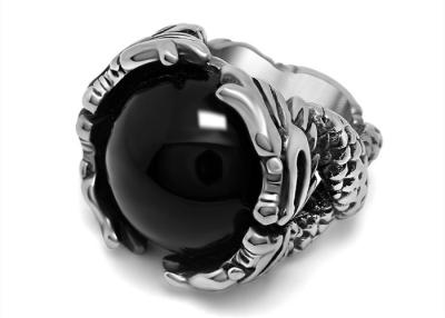 Cina L'acciaio inossidabile dell'annata 316l suona, anello del nero/rosso agata della pietra con resistenza della corrosione in vendita