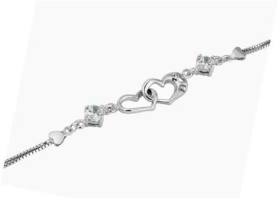 Cina Braccialetti dell'argento sterlina di modo due cuori relativi al braccialetto a catena di pietra in vendita