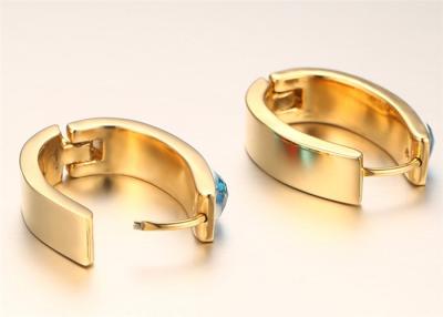 Cina Orecchini del cerchio placcati oro del modo delle donne dell'orecchino dell'acciaio inossidabile del cerchio di colore dell'arcobaleno piccoli in vendita